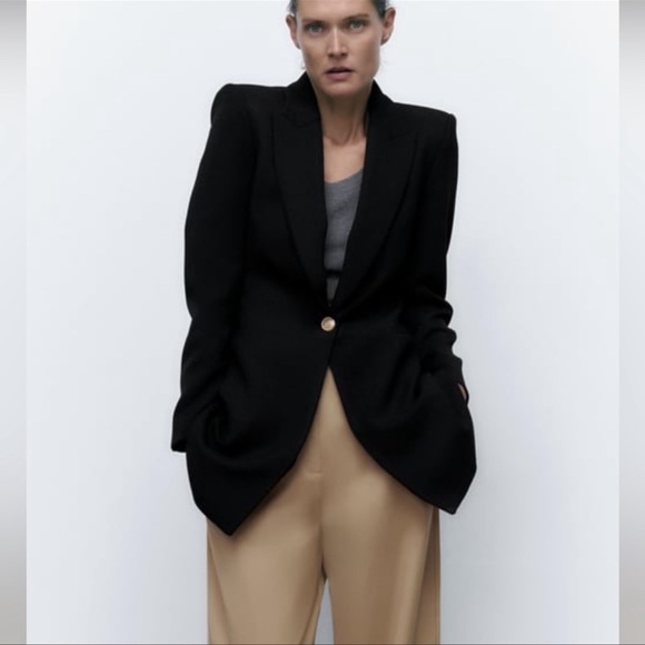 Zara | Jackets & Coats | Zara Single Button Long Fitted Blazer | Poshmark